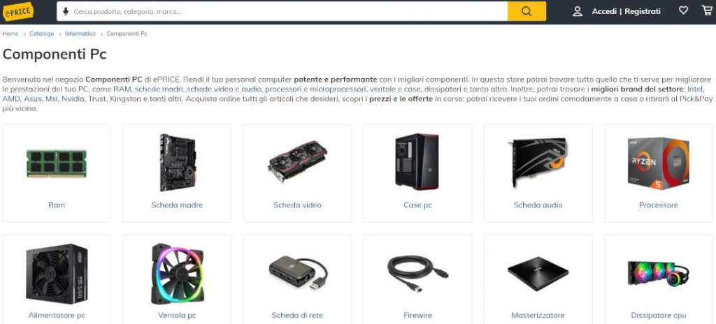 I migliori siti per comprare Componenti PC - Hardware Configuration
